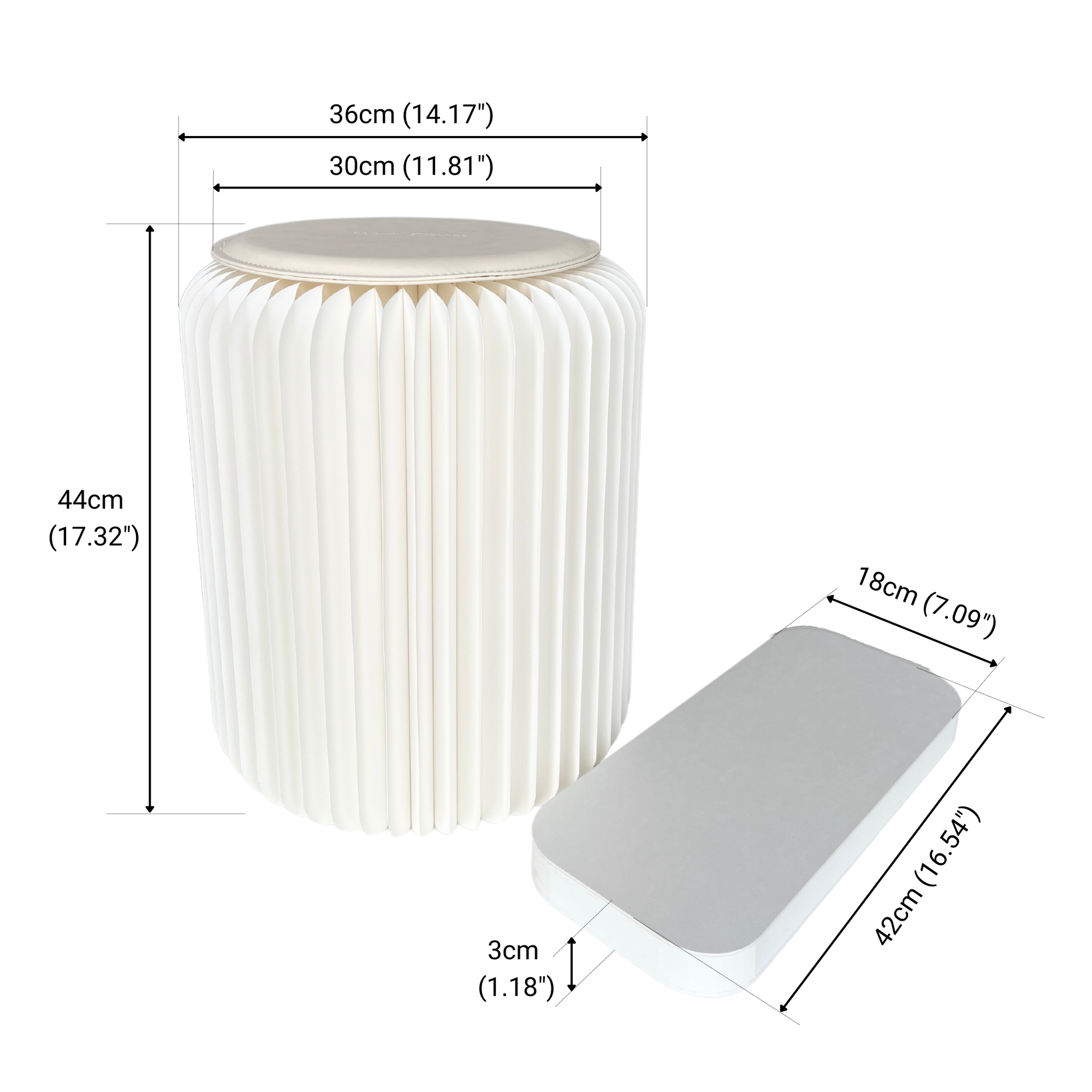 Premium Eco-friendly Folding Stool - Origami Lounge - White